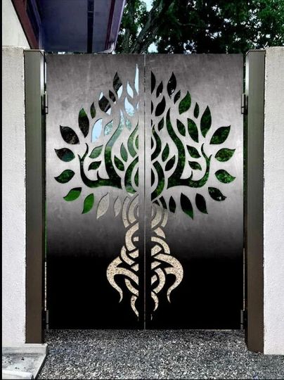 3d Laser Cu Artistic Leaf Design Metal Back Yard Gate Custom Fabrica
