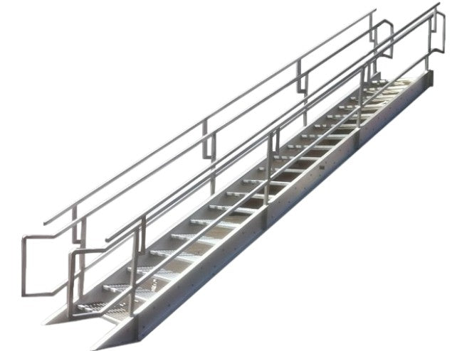 Aluminum Industrial IBC Stair-way With External Rail Open Rise Model A