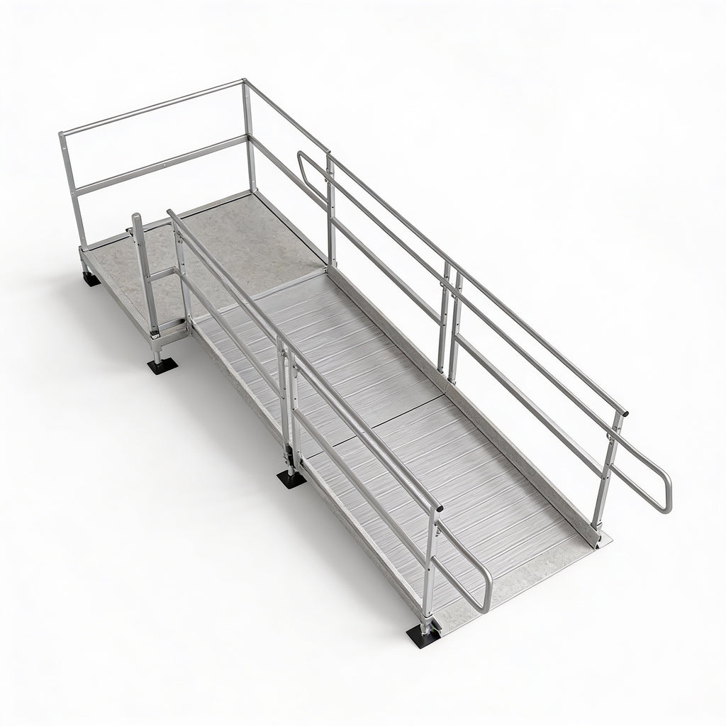 Aluminum Pathway Ramp with Hand Rail Model ALRWHR