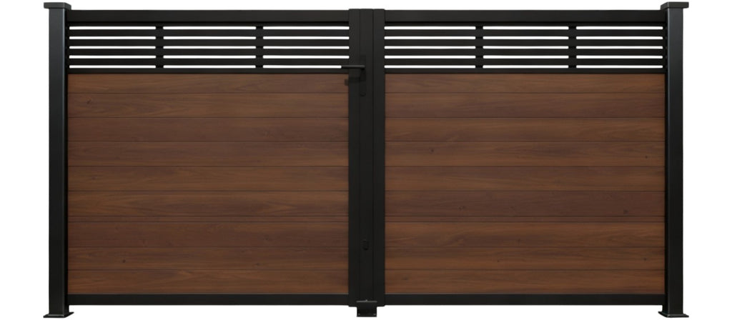 Timberline Horizon – Wood & Metal Gate with Slatted Upper Panels Model