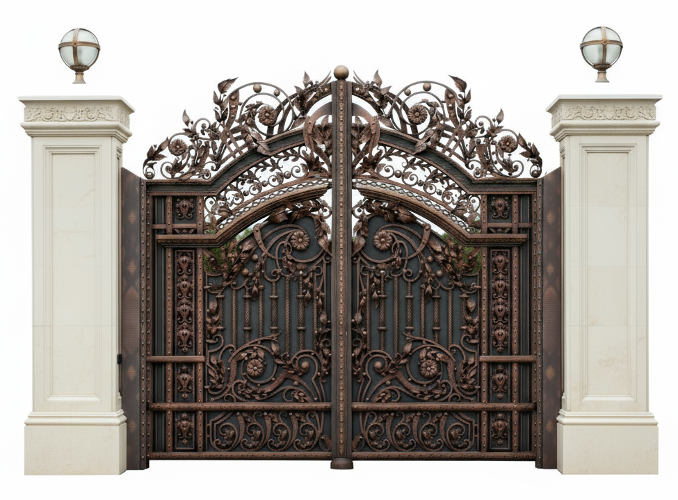 Imperium Copperleaf – Luxury Steel & Cast Copper Estate Gate Model # D