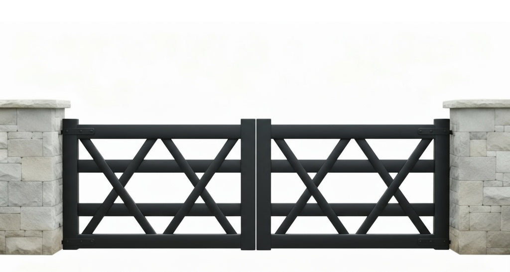 Crossbar Sentinel – Crisscross “X” Pattern Steel Driveway Gate Model