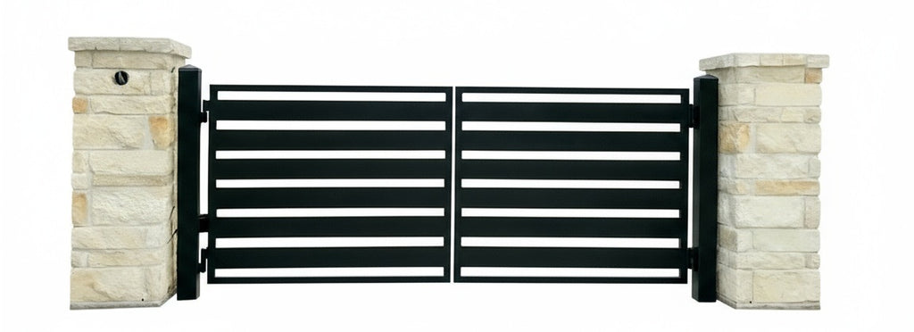 Stratus Linea – Modern Horizontal Slat Steel Driveway Gate Model # DWG