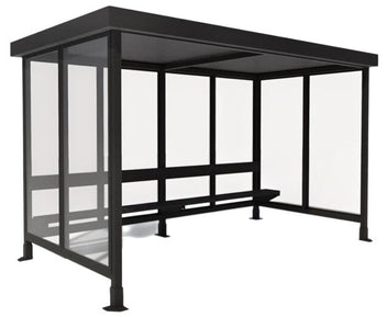 Flat Top Roof Bus Stop Shelter Open Front Model FRBSSFOP