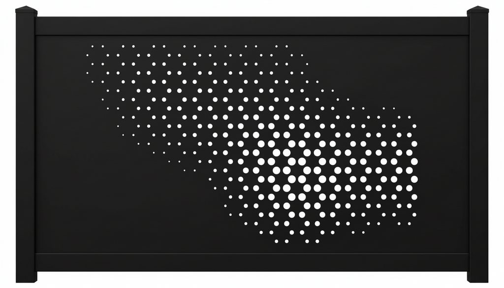 Gradient Circle Perforated Plasma‑Cut Steel Fence Panel | Modern Decor