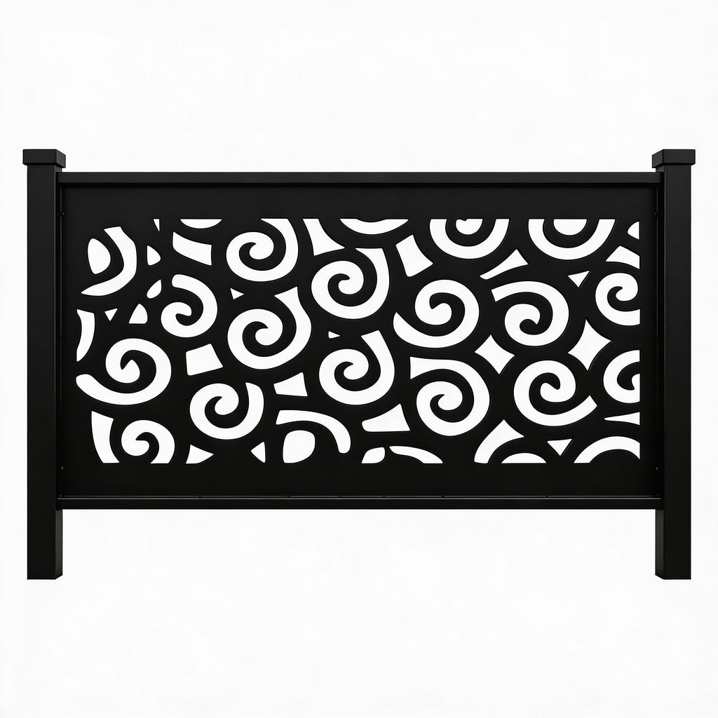 Decorative Swirl Pattern Plasma‑Cut Steel Fence Panel | Ornamental Met