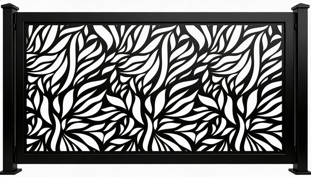 Leaf Pattern Plasma‑Cut Steel Fence Panel | Decorative Metal Privacy S