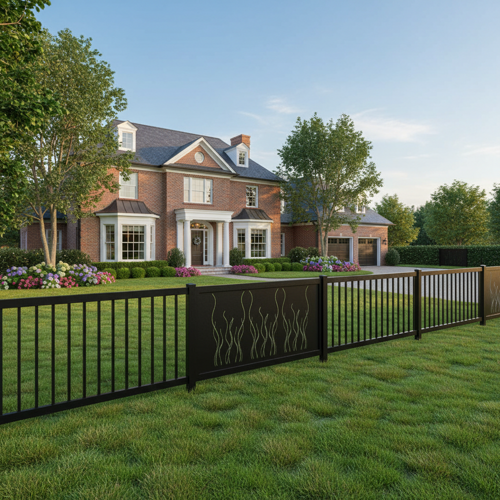 Wavy Vertical Line Plasma‑Cut Steel Fence Panel | Modern Decorative Me