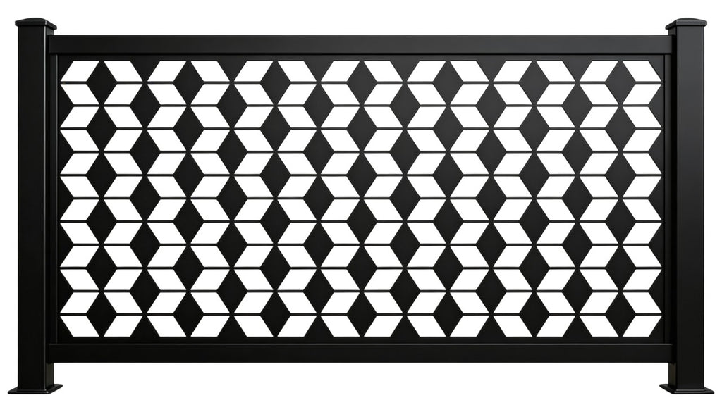 3D Hexagon Cube Pattern Plasma‑Cut Steel Fence Panel | Modern Geometri