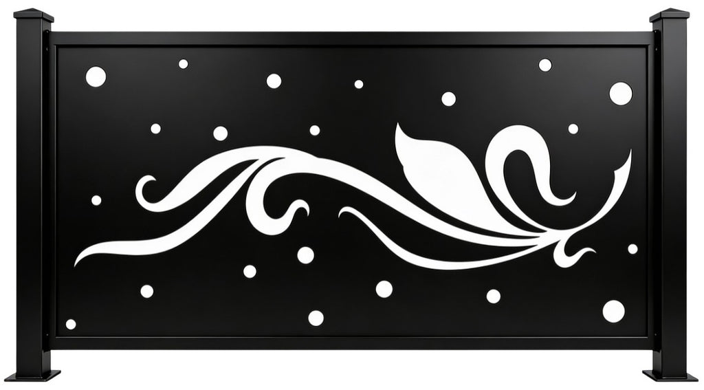 Floral Swirl Pattern Plasma‑Cut Steel Fence Panel | Artistic Decorativ