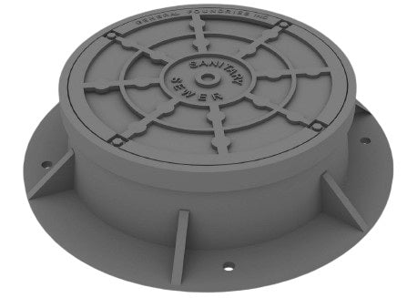 Round Manhole Cover and Frame Gray Iron Bolted & Gasketed Model # MH16