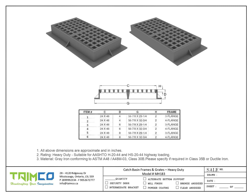 Catch Basin Manhole Cover and Frame Gray Iron Model # MH183