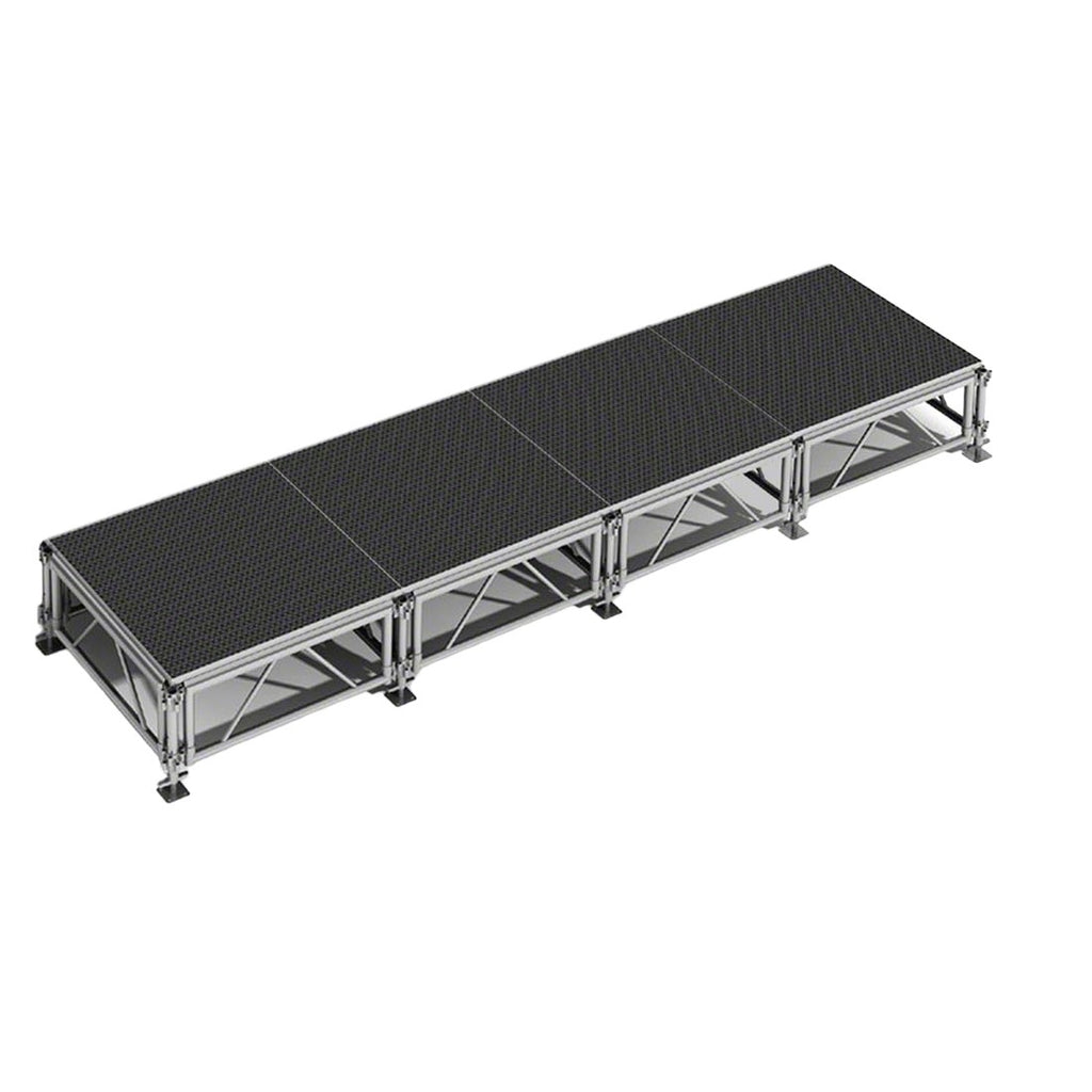 Outdoor Stage System 4' x 16' Adjustable Height 24"-48" Industrial Fin