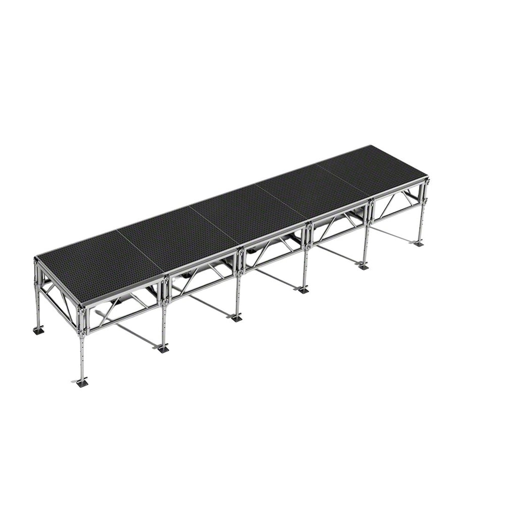 Outdoor Stage System 4' x 20' Adjustable Height 24"-48" Industrial Fin