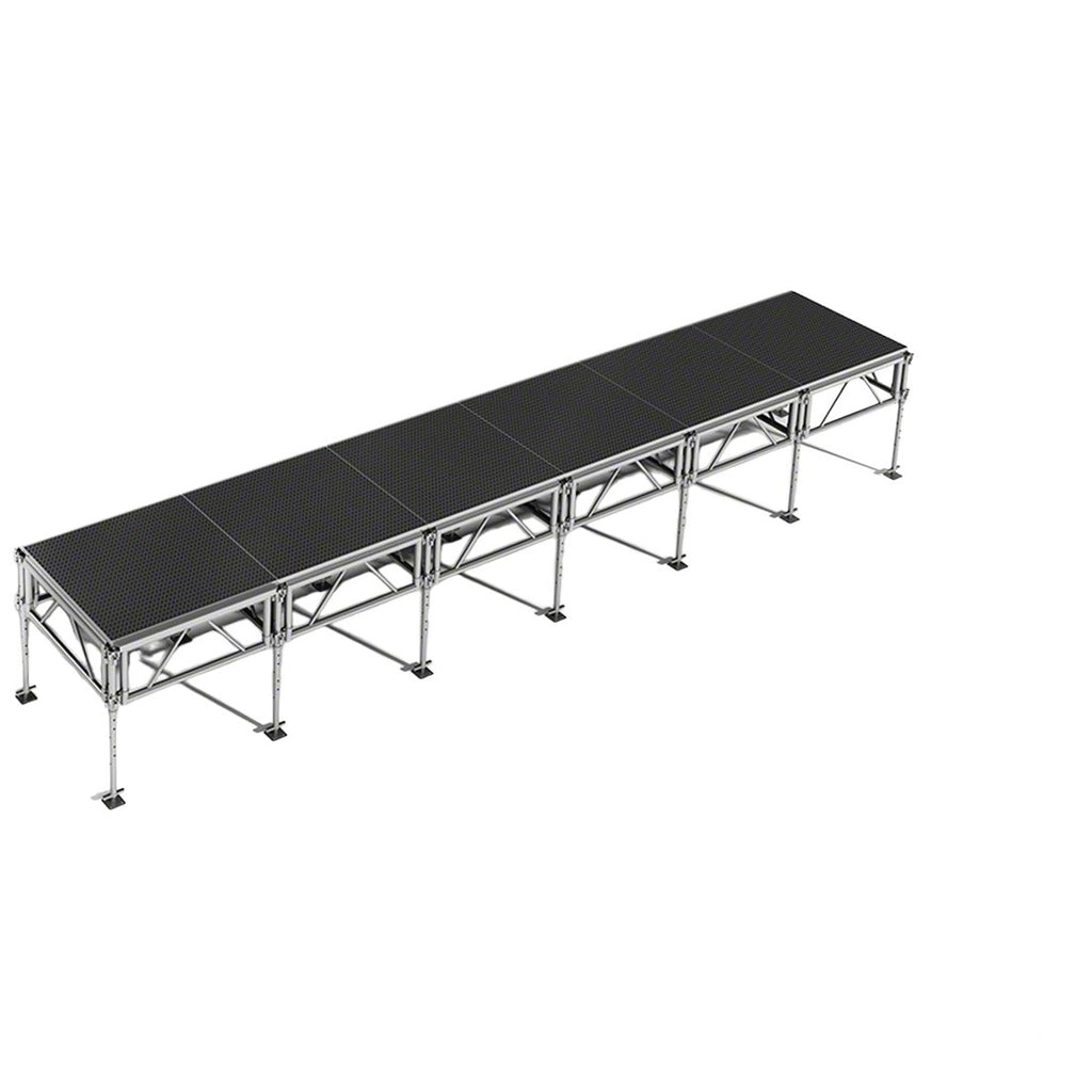 Outdoor Stage System 4' x 24' Adjustable Height 24"-48" Industrial Fin