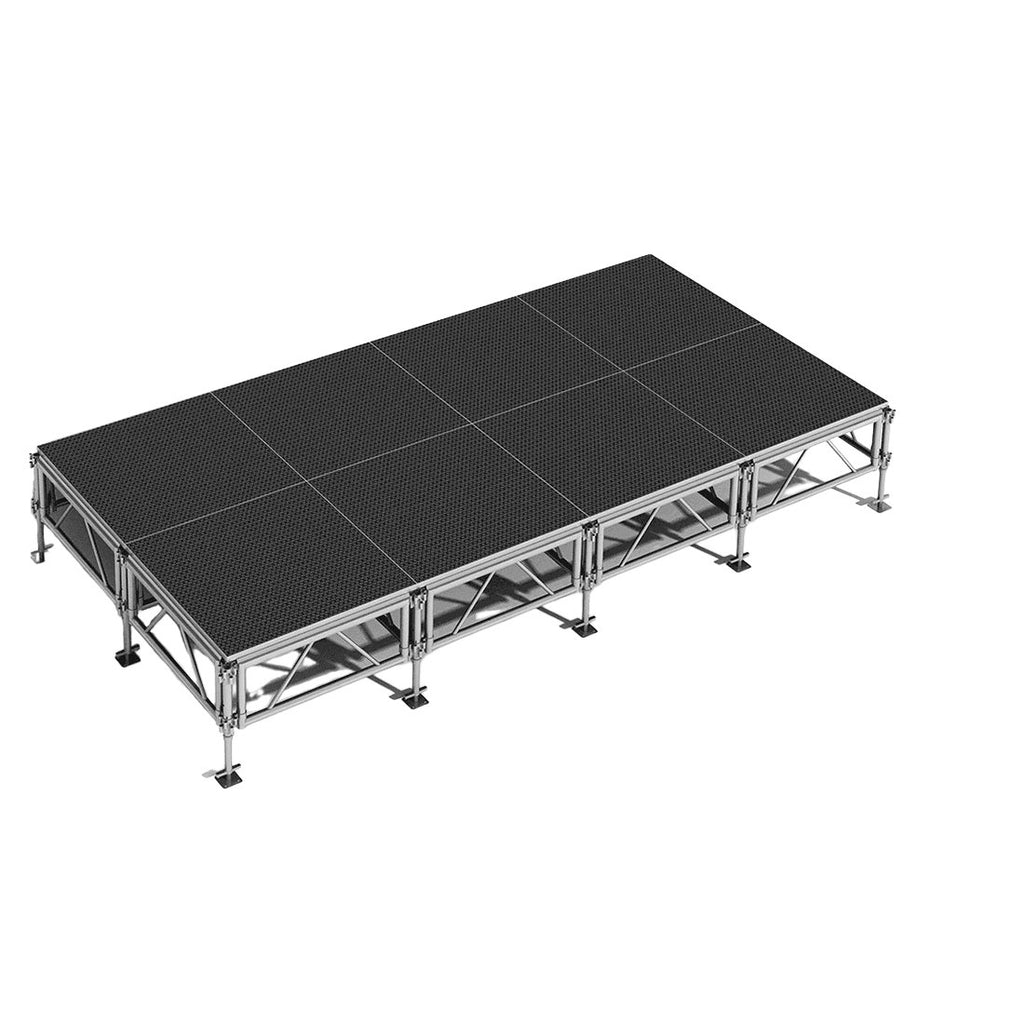 Outdoor Stage System 8' x 16' Adjustable Height 24"-48" Industrial Fin