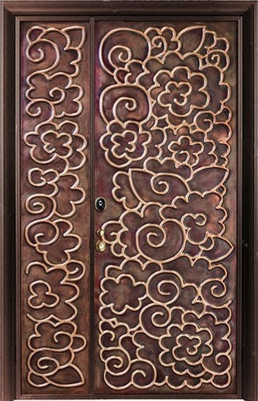 Handcraft Rose Design Copper Skin Door | Model # C3DC1094