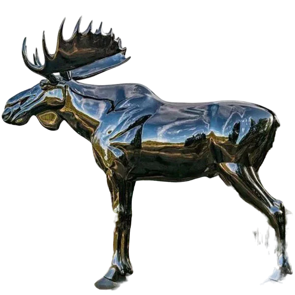 Large Stainless Steel Outdoor Moose Statue Model # MSC1301