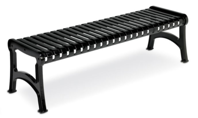 Metal Bench Aluminum Cast Frame & Steel Slat Seating | Without Back