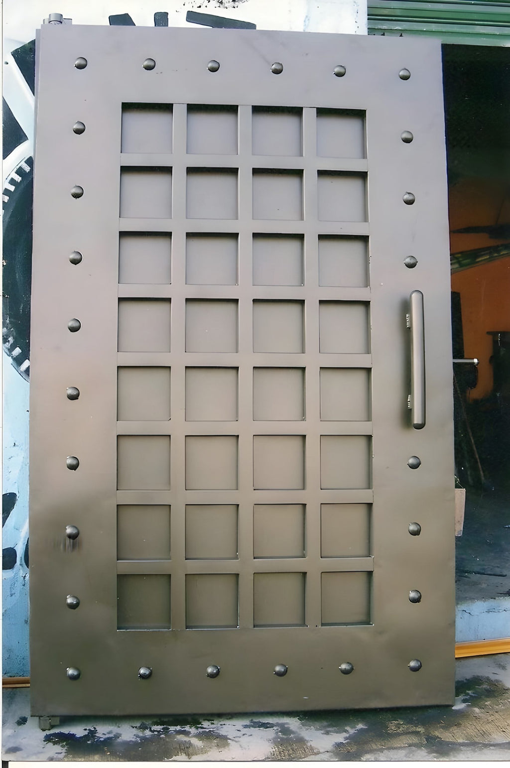 Modern Square Box Pattern Metal Yard Gate | Custom Fabrication Modern