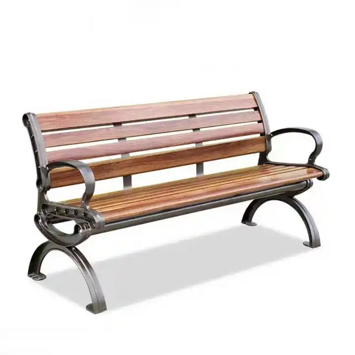 Park Bench Cast Aluminum Frame & Wood Seating | Model MB192