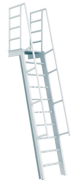 Ship Aluminum Ladders With Platform 60 & 75 Standard Degrees - Model