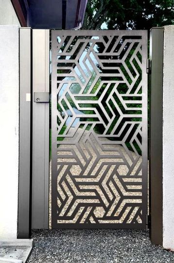 Stunning Laser Cut Artistic Geometric Design Wrought Iron Gate Custo