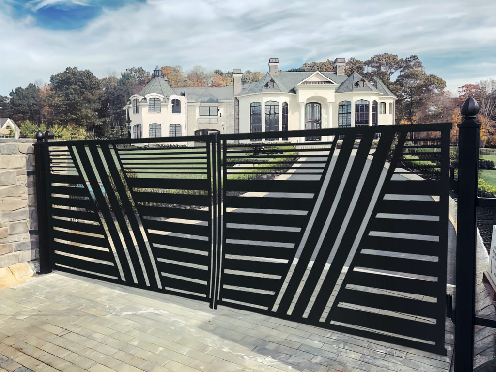 Stylish & Unique Trapezoid Shape Driveway Gate | Custom Fabricatio