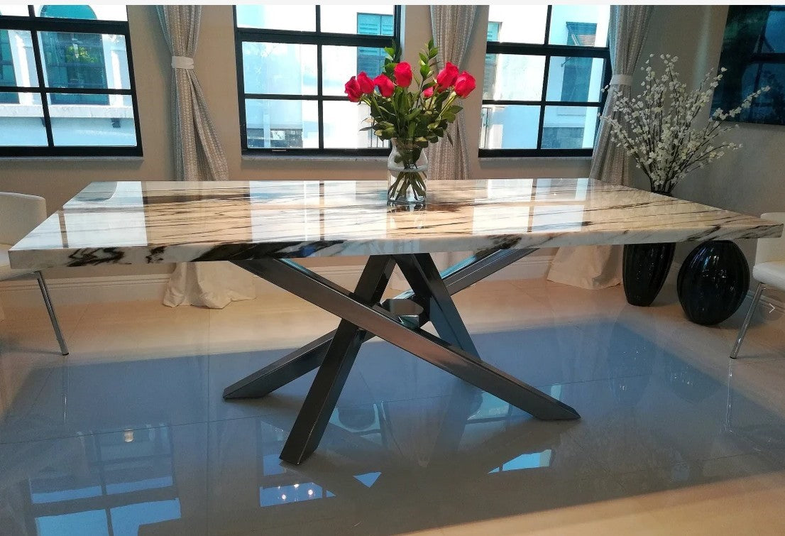Unique Cross Shape Steel Dining Table Legs Stunning Art Steel Table Legs for Home Dining Table Made in Canada Model TL631