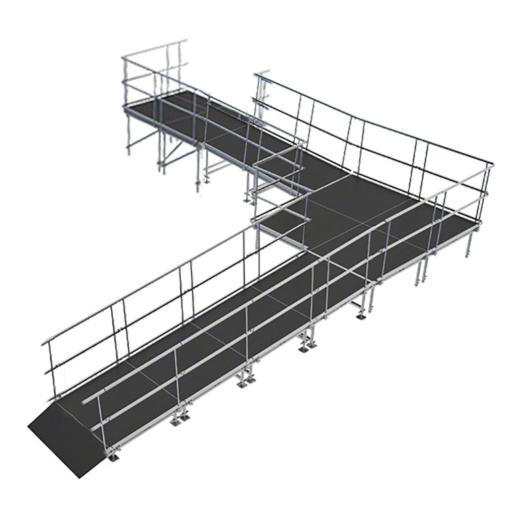Universal 90-Degree Turn ADA Wheelchair Ramp with Landing 24" High Sta