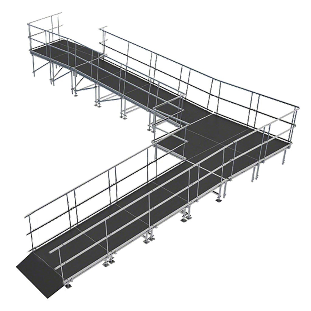 Universal 90-Degree Turn ADA Wheelchair Ramp with Landing 32" High Sta